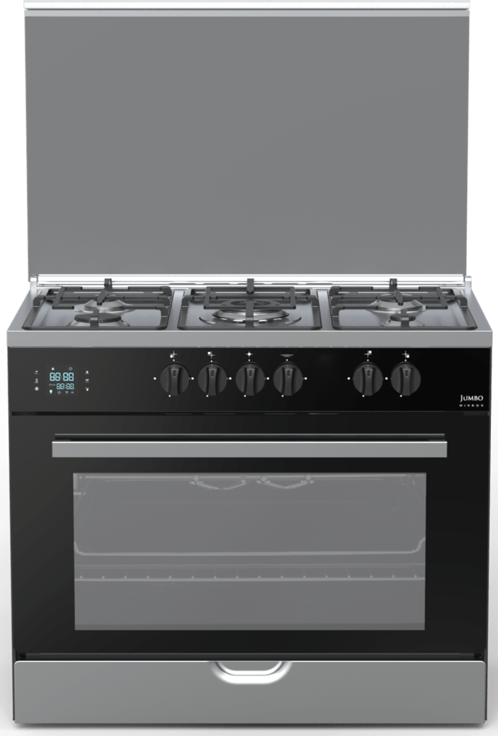 Fresh Jumbo Mirror Plus Gas Cooker, 5 Burners, 90 cm, Fan, Safety ...