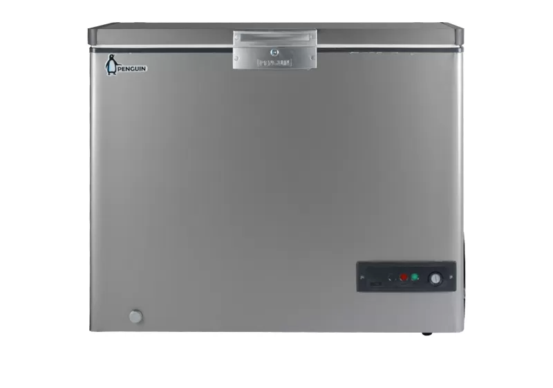 Penguin Chest Freezer, Defrost, Stainless interior, 250 litre - Silver ...