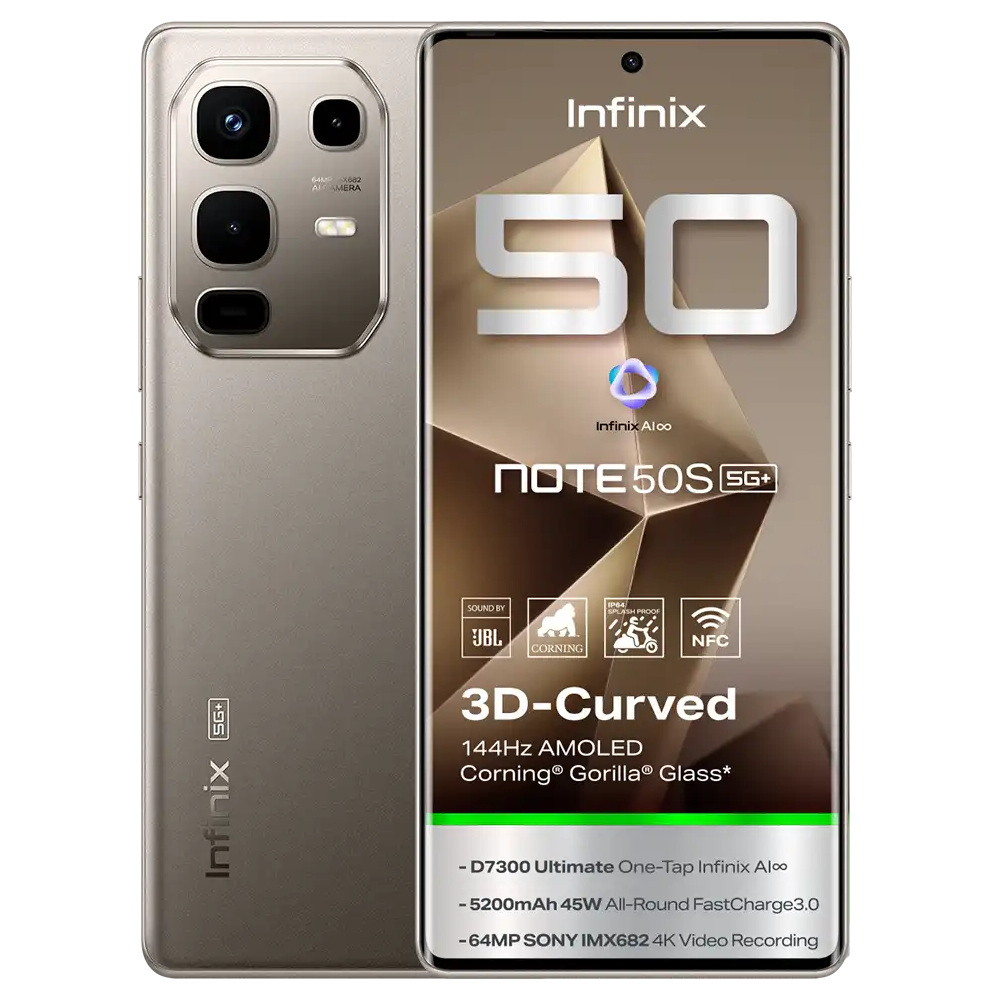 Infinix Note 50S, Dual SIM, 256GB, 8GB RAM, 5G - Titanium Grey | Halan Shop